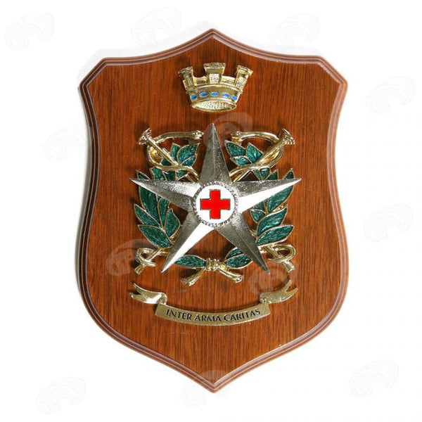 Crest in metallo smaltato su base in legno Croce Rossa Militare ...